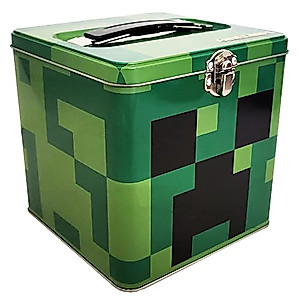 The Tin Box Company Minecraft Stack Store and Carry Tin. Stackable Tin Box with Handle,Green
