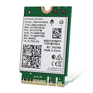 AX210 Card WiFi for Laptop,Wireless Module for Laptop Desktop with Bluetooth 5.2,Wi-Fi 6E AX210NGW 802.11ax Internal Wireless Network Card M.2/ NGFF for Laptop and PC Support Windows 10 11 64bit