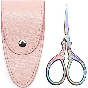 GAIFONGRE 3.6 inch Small Sewing Titanium Scissors with Cover,Crochet Scissors scissor,Travel scissors,Mini scissors in a pouch, Small Scissors All Purpose Everyday Use,Color Titanium