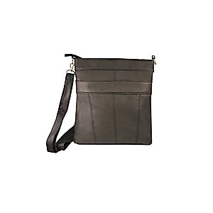 Roma Leathers Multi Pocket Body Purse - Deep Main Compartment, Adjustable Shoulder Strap - Black