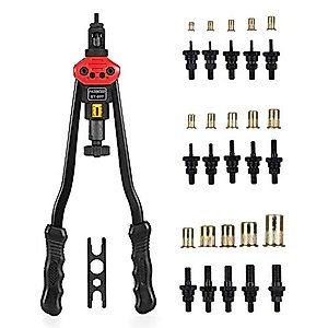 AIUITIO 16" Rivet Nut Tool, Rivnut Tool Kit with 15 Metric and SAE Mandrels, Nutsert Rivet Tool Set with 150Pcs Rivnuts