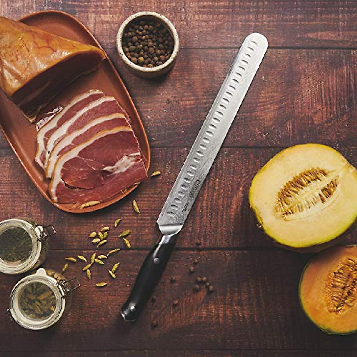 CUTLUXE Slicing Carving Knife – 12" Brisket Knife, Razor Sharp Meat and BBQ Knife – Damascus Japanese AUS10 Blade – Full Tang & Ergonomic Handle Design – Shinobi Series