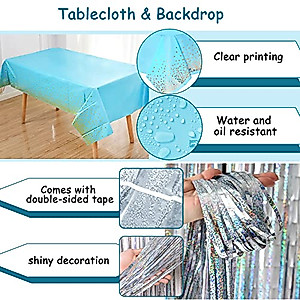 Baby Shower Decoration For Boy Blue Balloons and It's A Boy Themes Party Supplies Boxes Banner Silver Background