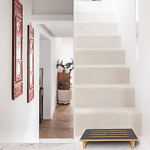 Goductyle One Step Stools for Adults with Non-Slip Rubber Stepping Surface, Indoor/Outdoor Wooden Step Stools for Seniors, 450Ib Carrying Capacity, Suitable for Kitchen, Bathroom, Bedside Support