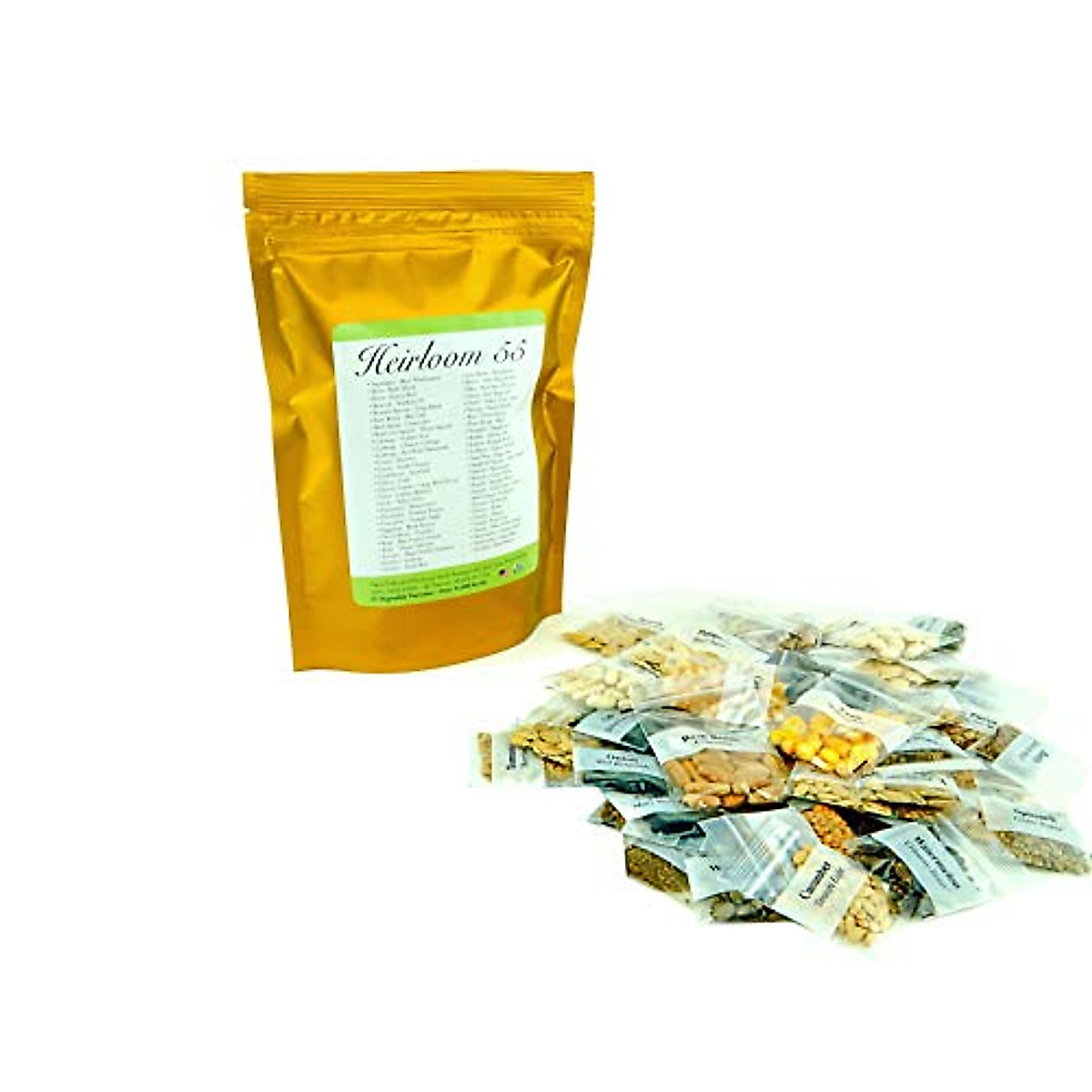 Heirloom Futures Seed Pack with 55 Varieties of Vegetable Seeds. 100% Non GMO Open Pollinated Non-Hybrid Naturally Grown Premium USA Seed Stock for All Gardeners.