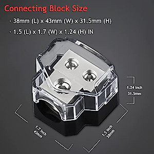 Hamolar 4 Pack 2 Way Power Distribution Block, 0/2/4 Gauge in / 4/8 Gauge Out Amp Power Distribution Ground Distributor Connecting Block for Car Audio Amplifier Splitter