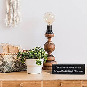 Jetec I Still Remember The Days I Prayed Sign Rustic Wooden Farmhouse Christian Decor Wooden Religious Plaque Christian Home Prayer Block Sign for Office Tabletop Tiered Tray Decor (Black)