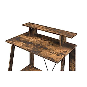 Moon Story Acme 32'' Small Desks for Small Spaces Corner Computer Desk for Bedrooms Writing Desk with Top and Bottom Shelves for Study Home Office(Oak)
