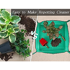Plant Repotting Mat for Indoor Plants Potting Soil, Foldable Waterproof Plant Repotting/Potting Tray, Portable Potting Mat Gardening Tray for House Plants Succulents (26.8" x 26.8")