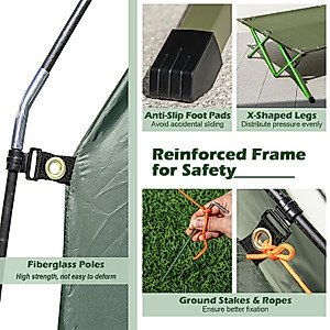 Tangkula 5-in-1 Tent Cot, 2 Person Camping Tent Combo with Awning, Air Mattress, Sleeping Bag, Air Pillow, Camping Cot, Elevated Single Cot Tent with Carrying Bag for Outdoor Hiking, Picnic, Travel