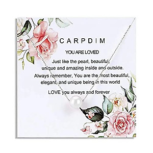 Pearl Pendant Necklace, Single pearl necklace for women adjustable length S925 sterling silver simple Handmade pearl Chain necklace as everyday jewlery Birthday Gift for women girls friends Mom