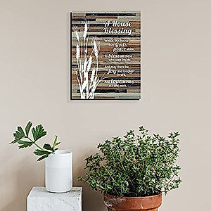House Blessing Rustic Wood Plaque - Keyhole for Hanging Made in the USA - 11.75" x 15"| Plaques Wall Art Decoration for Your Home or Office | A House Blessing within this house may Gods Peace abide