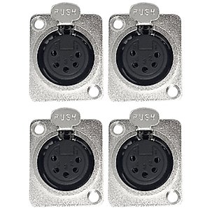 CESS 5 Pin XLR Female Socket Connector Panel/Chassis Mount (jcx) (4 Pack)