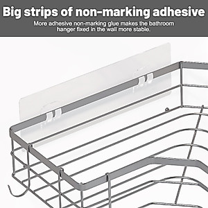 Fixwal Corner Shower Shelves, Bathroom Shower Organizers, Sliver Shower Caddy for Inside Shower with Soap Caddy & Toothbrush Holder, No Drilling Wall Mount 4-Pack