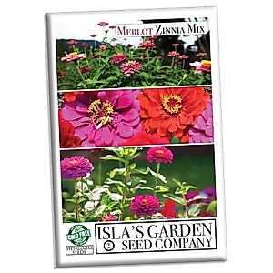 Zinnia "Merlot Mix" Flower Seeds for Planting, 200+ Flower Seeds Per Packet, Meteor, Purple Prince and Scarlet Flame Zinnias, Non GMO & Heirloom Seeds, Botanical Name: Zinnia elegans