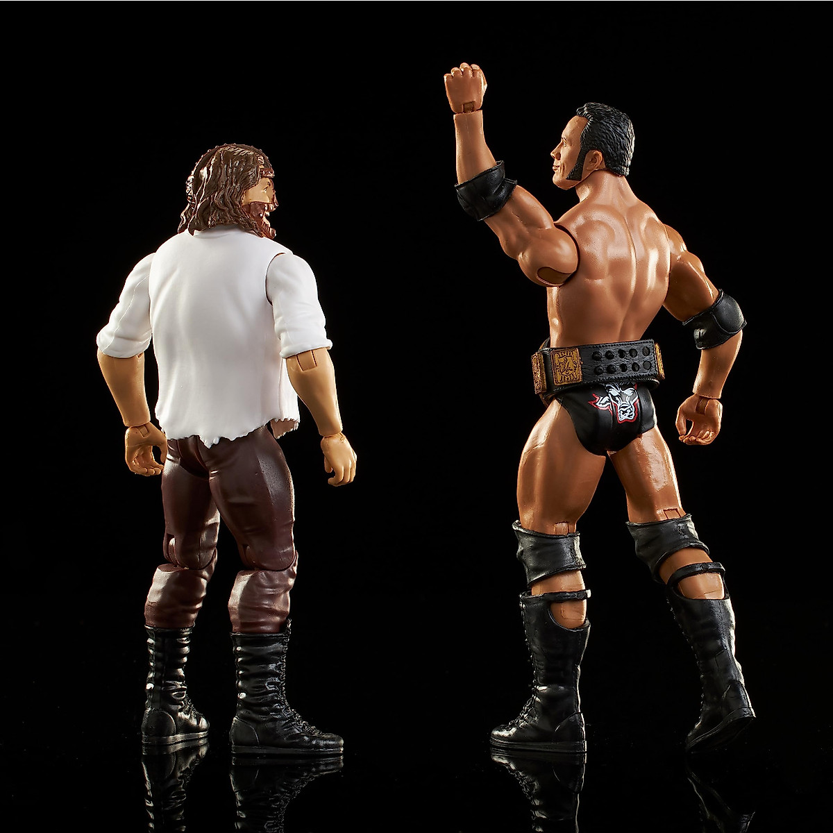 Mattel WWE The Rock vs Mankind Championship Showdown Action Figure 2-Pack with Championship, 6-inch