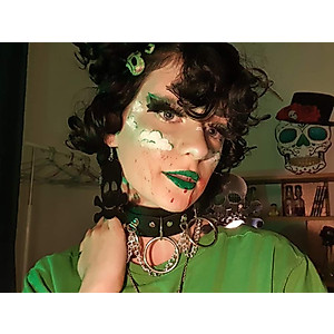 Xjoyous Circle Choker Necklace PU Leather Goth Choker Collar with Black Studded Punk Rock Rivet Collar Adjustable Size