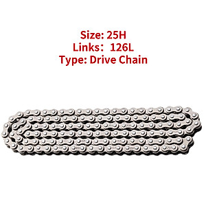 KAMIER 25H Drive Chain 126 Link for Razor MX350 MX400 ZR350 SX350 McGrath Dirt Rocket Bike Kids Electric Pocket Mod Mini Euro Bella Vapor Sweet Pea Scooter Motovox MBxXSe MotoTec MT-MB Mini Bike Parts