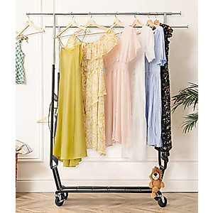 LIFEFAIR Clothing Garment Rack Double, 470 lbs Capacity Heavy Duty Clothes Racks for Hanging Clothes Portable Rolling Coat Rack Freestanding on Wheels