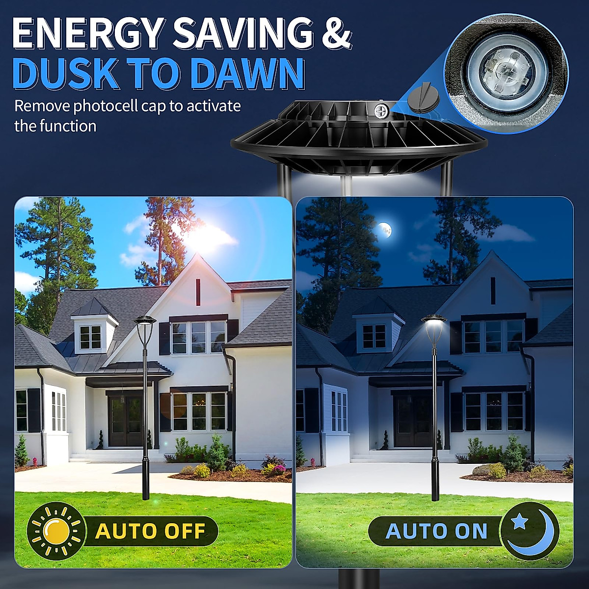 ADUB 320W LED Parking Lot Light with Photocell, UL Listed LED Shoebox Light, 150W/120W/90W LED Post Light 21,000 LM