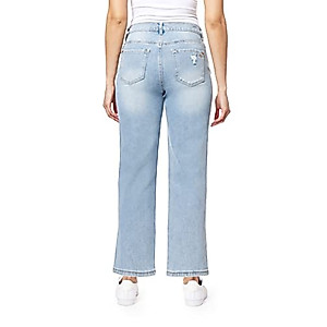 WallFlower Women's Size Fearless Curvy Straight Denim Super High-Rise Insta Vintage Juniors Jeans (Standard, Alpine, 18 Plus