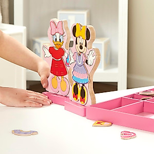 Melissa & Doug Disney Minnie Mouse and Daisy Duck Magnetic Dress-Up Wooden Doll Pretend Play Set (40+ pcs) Minnie Mouse Toys, Disney Dress Up Dolls For Preschoolers And Kids Ages 3+
