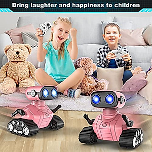Hamourd Robot Toys for Girls, Rechargeable Remote Control Robots, Toy Robot with Auto-Demonstration, Flexible Head & Arms, Dance Moves, Music, and Shining LED Eyes, Girls Toys Age 6-8 2-7