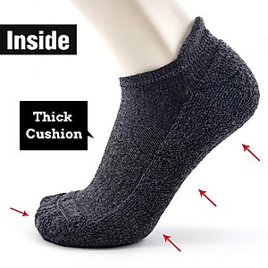 Busy Socks Low Cut Running Socks for Men Women, No Show Merino Wool Dress Performance Support Athletic Cushion Tab Socks, Dark Grey, Large, 3 Pairs