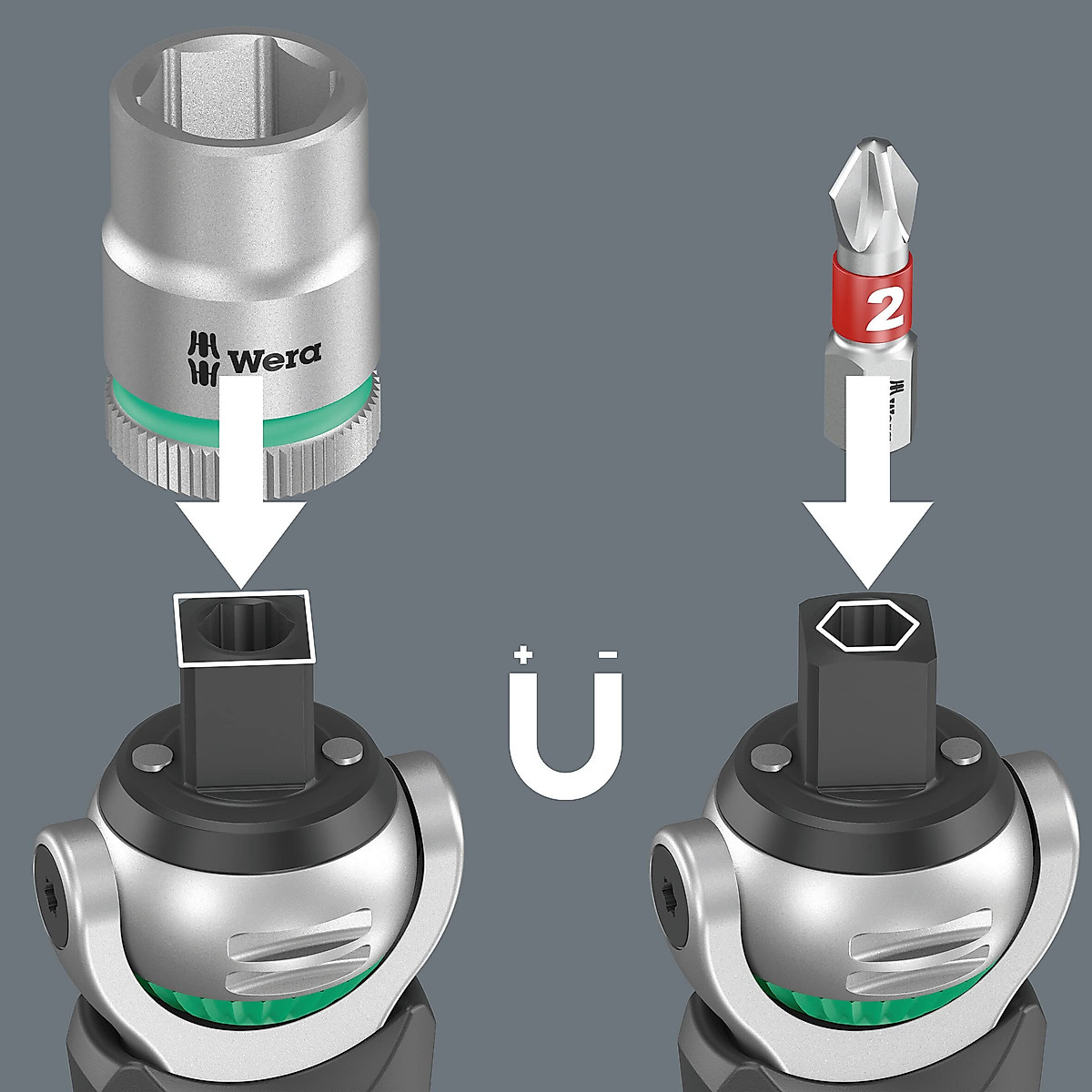 Wera 05004283001 8009 Zyklop Pocket Set Imperial 2, Ratchet Set, 18 Pieces, Black Green