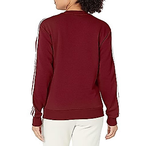 adidas Women's Essentials 3-Stripes Fleece Sweatshirt, Shadow Red/White, X-Small