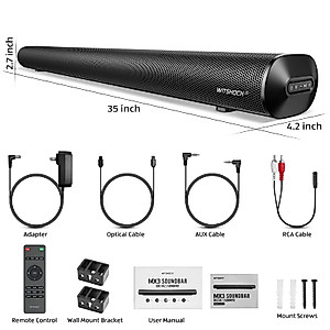 WITSHOCK Sound Bar Soundbar TV Speaker: 2.1 CH Surround System Home Theater with Built-in Subwoofer Wireless Wired Bluetooth 5.0 Optical AUX HDMI-ARC RCA USB Connectivity for Television - Mountable