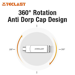 TECLAST 64GB Type-C USB3.0 Flash Drive Thin Metal U-Disk High Speed Rotated Design
