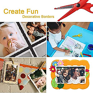 UCEC Craft Scissors Decorative Edge, 6 Pack Extended Crafting Scissors, Pattern Scissors with Different Designs on Blades, Fun Scissors for Kids, Teachers, Crafts, Scrapbooking, DIY Photos, Album