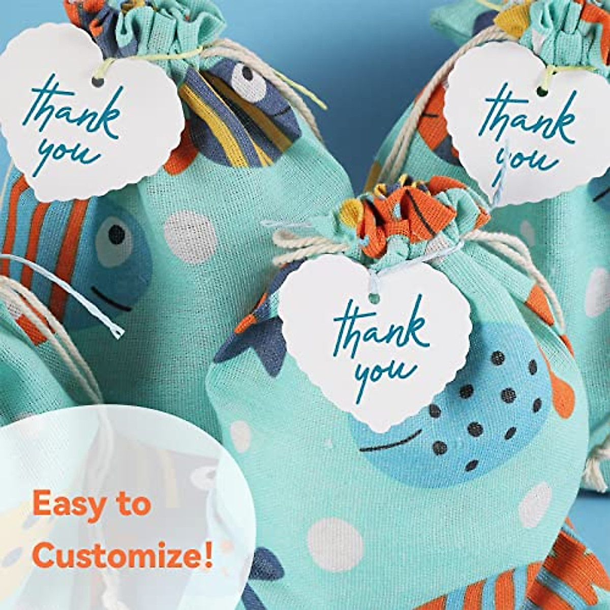 Niceup 25pcs Tropical Fish Cruise Small Drawstring Fabric Party Favors Bags 6X8” for Kids Fishing Under Sea Ocean Animals Creatures Summer Beach Theme Party, Cotton Burlap Gift Pouches Bag Packaging