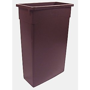 Continental 8322BN 23-Gallon Wall Hugger LLDPE Waste Receptacle, Rectangular, Brown