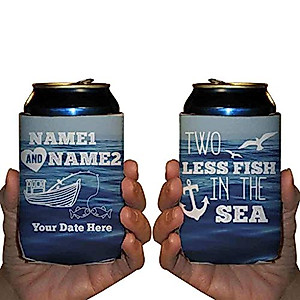 VictoryStore Can and Beverage Coolers: Neoprene Customizable “Two Less Fish In The Sea” Nautical Wedding Can Coolers - 100pc