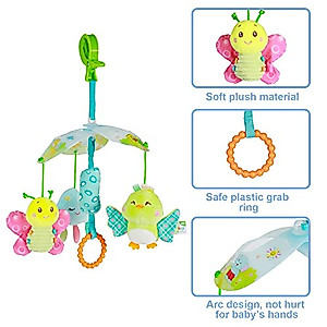 Funsland Stroller Toy and Car Seat Toy for Infants Hanging Rattle Toy Clip on Toy for Crib Stroller Car Seat Baby Toy for Baby Boys and Girls