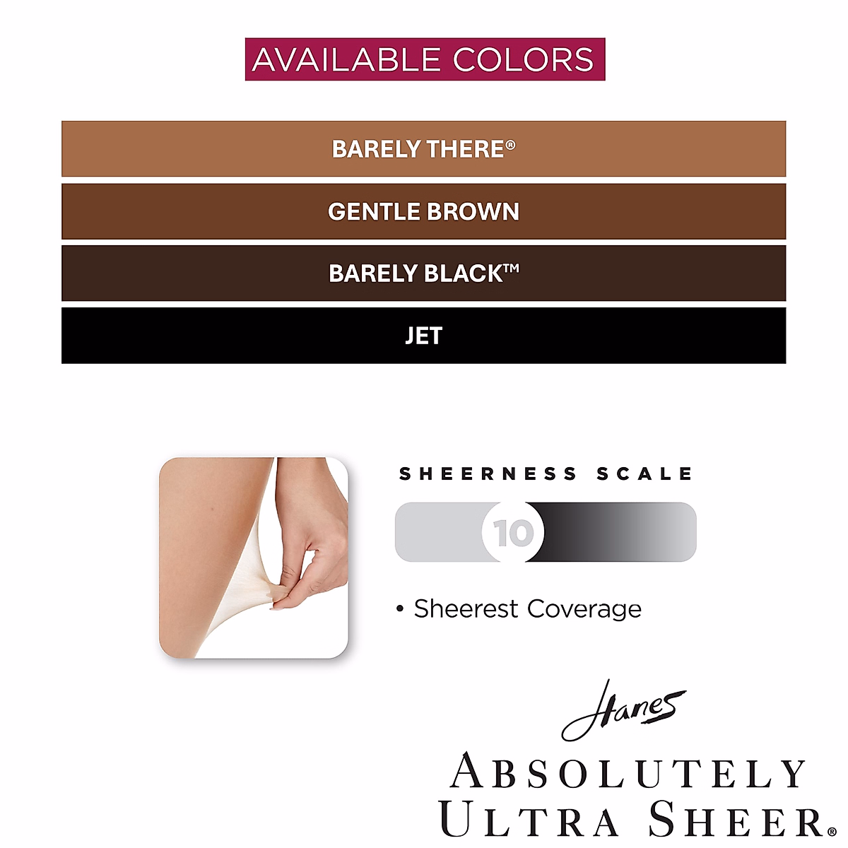 Hanes Women's Absolutely Ultra Sheer Contol Top Pantyhose Reinforced Toe 706, Gentle Brown, D