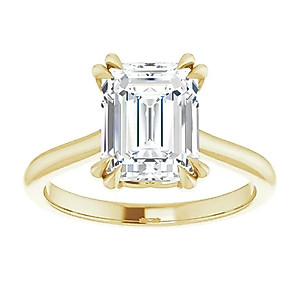 925 Silver, 10K/14K/18K Solid Gold Moissanite Engagement Ring, 2.0 CT Emerald Cut Handmade Solitaire Ring, Diamond Wedding Ring for Women/Her Anniversary Propose Gift, VVS1 Colorless