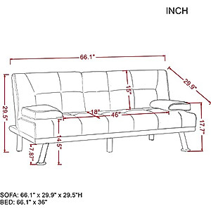 ERYE Modern Convertible Futon Bed, Adjustable Functional Loveseat Compact Foldable Love Seat,Comfy Sleeper Daybed 3 in1 Recliner Sofa & Couch for Small Space Sofabed, Purple Linen