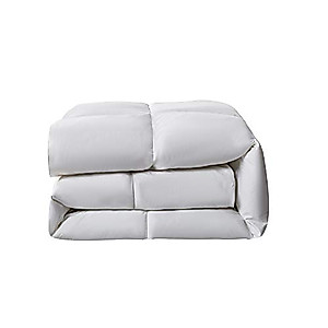 Serta White Goose Feather and White Goose Down Fiber Comforter Hotel Luxury Edition Hypoallergenic 100% Cotton, All Seasons Warmth King