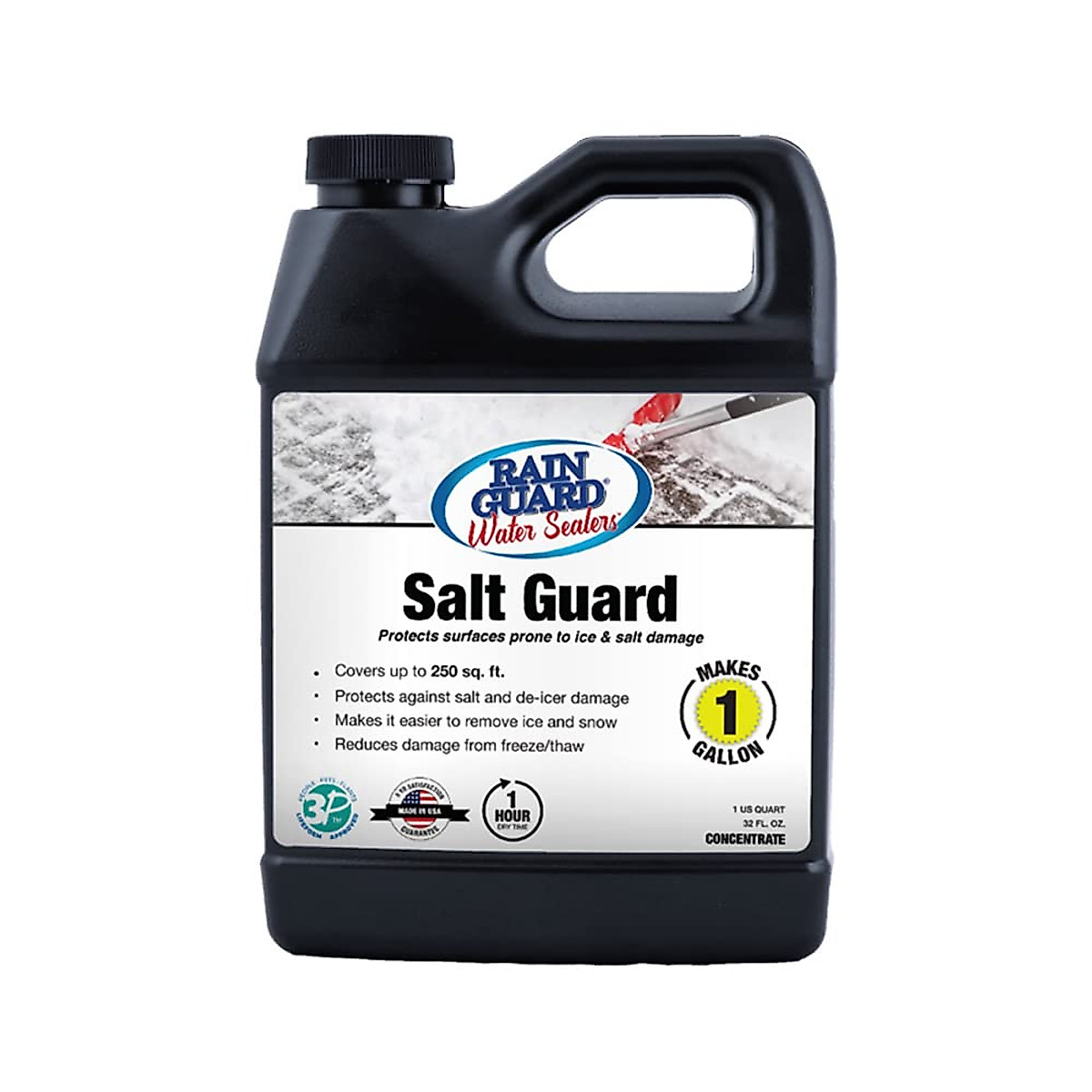 Rain Guard Water Sealers SP-1001 Salt Guard Concentrate Makes 1 Gallon - Clear Natural Finish - Penetrating Protection for Concrete and Masonry from Road Salt, Freeze Thaw, and Ice Damage