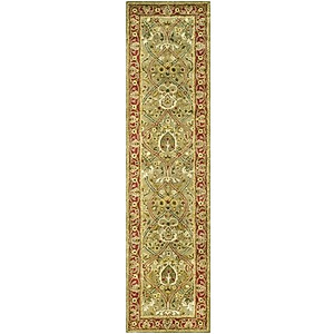 SAFAVIEH Persian Legend Collection 2'6" x 8' Light Green / Rust PL819B Handmade Traditional Premium Wool Runner Rug