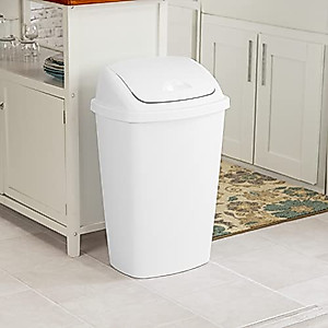 Sterilite 10888004 13.2 Gallon/50 Liter SwingTop Wastebasket, White, 4-Pack