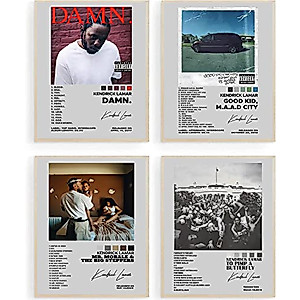 Withnotag kendrick Lamar Album Cover Posters Set 8x10 inch, 4 Album Cover HD Print Room Aesthetic Pictures for Living Room Bedroom Music Classroom Wall Decor Art