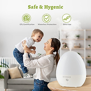 Ultrasonic Cool Mist Humidifiers for Bedroom,2L Humidifiers for Home, 28dB Whisper-Quiet Air Humidifiers for Baby Nursery, 360°Rotation Nozzle, Up to 30 Hours, Auto Shut-Off, 7-Color Night Light