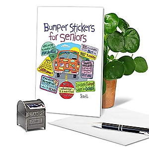 NobleWorks - 1 Funny Greeting Card for Birthdays - Funny Cartoons and Comics, Bday Celebration Notecard - Senior Bumper Stickers C2649BDG