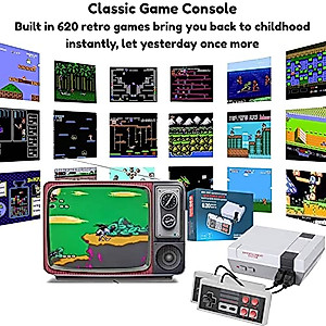Retro Classic Game Console,Classic Video Games System Built-in 620 Games and 2 Classic Edition Controllers,Av Output Plug and Play,Retro Toys