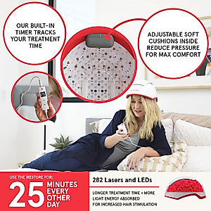 iRestore Professional Laser Red Light Therapy for Hair Growth System - FDA Cleared Hair Loss, Hair Thinning & Alopecia Treatment for Men & Women - Laser Cap for Hair Regrowth - 282 Lasers & LEDs