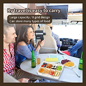 KVOOISD Divided Serving Tray with Lid and Handle, Clear Plastic Snackle Box Charcuterie Container 8 Compartments, Reusable Veggie Tray Fruit Tray,Large Snack Platter for Party Refrigerator Storage